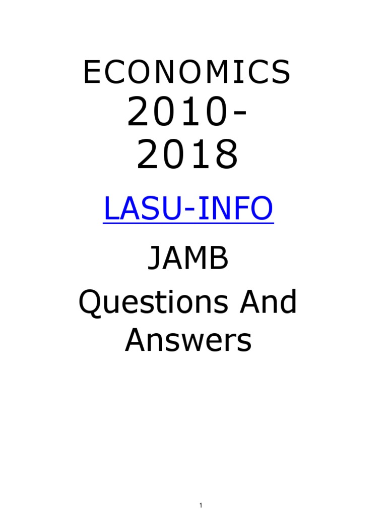 JAMB Economics Past Questions and Answers 2010 - 2018 | PDF ...