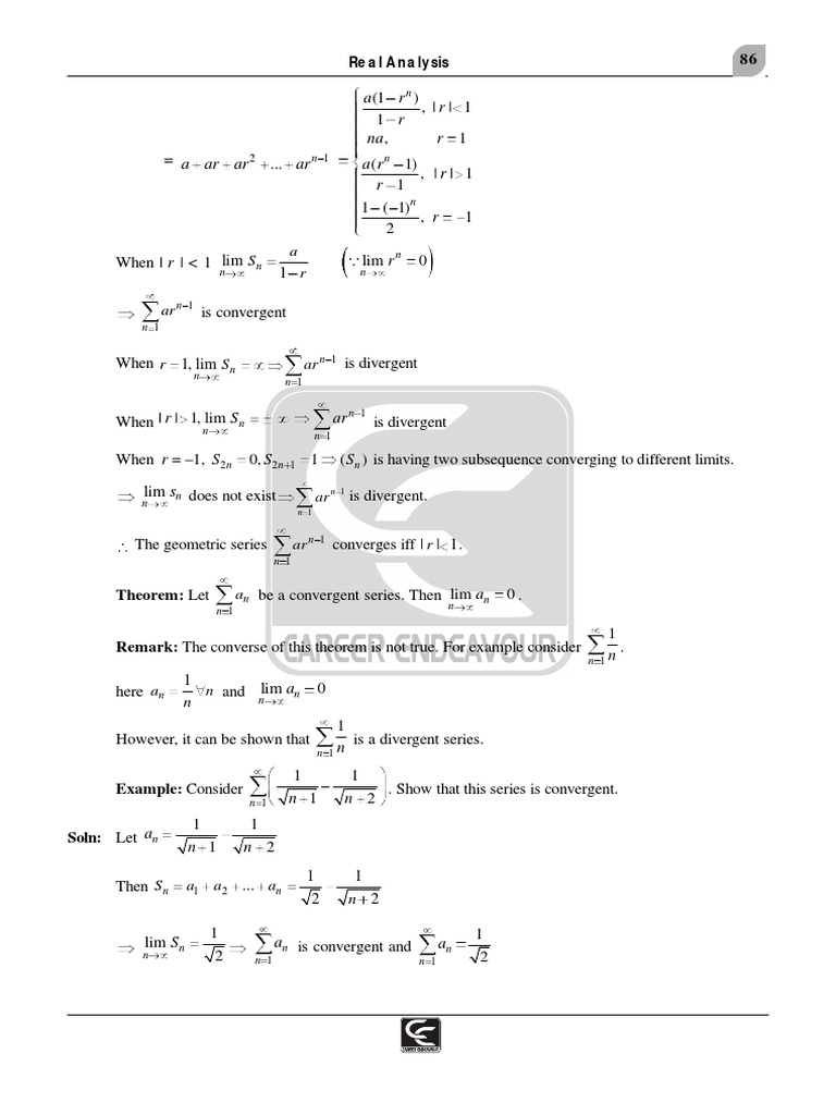 Real Analysis Series And Sequences Pdf Sequence Mathematics