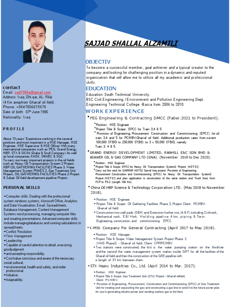 Sajjad.P.CV - Atta.-Qualified As Site HSE Supervisor | PDF | Safety | Occupational Safety And Health