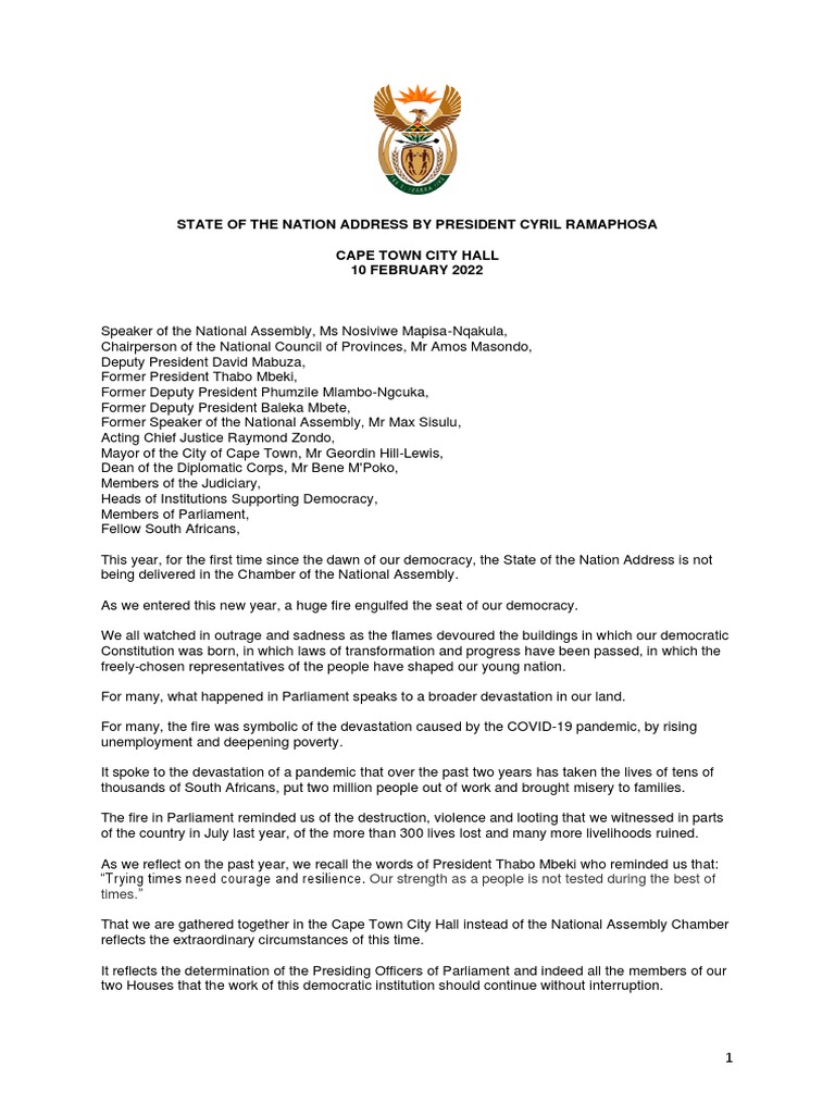 Sona 2022 Speech | PDF | Infrastructure | Sustainable Energy