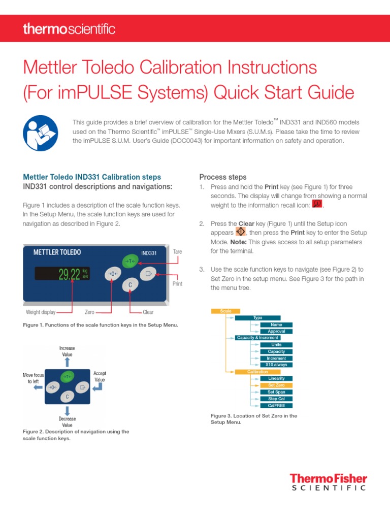 Mettler Toledo Calibration Instructions Impulse Quick Start Guide | PDF | Menu (Computing ...