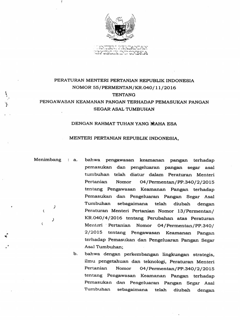 Permentan 55 TH 2016 Psat | PDF