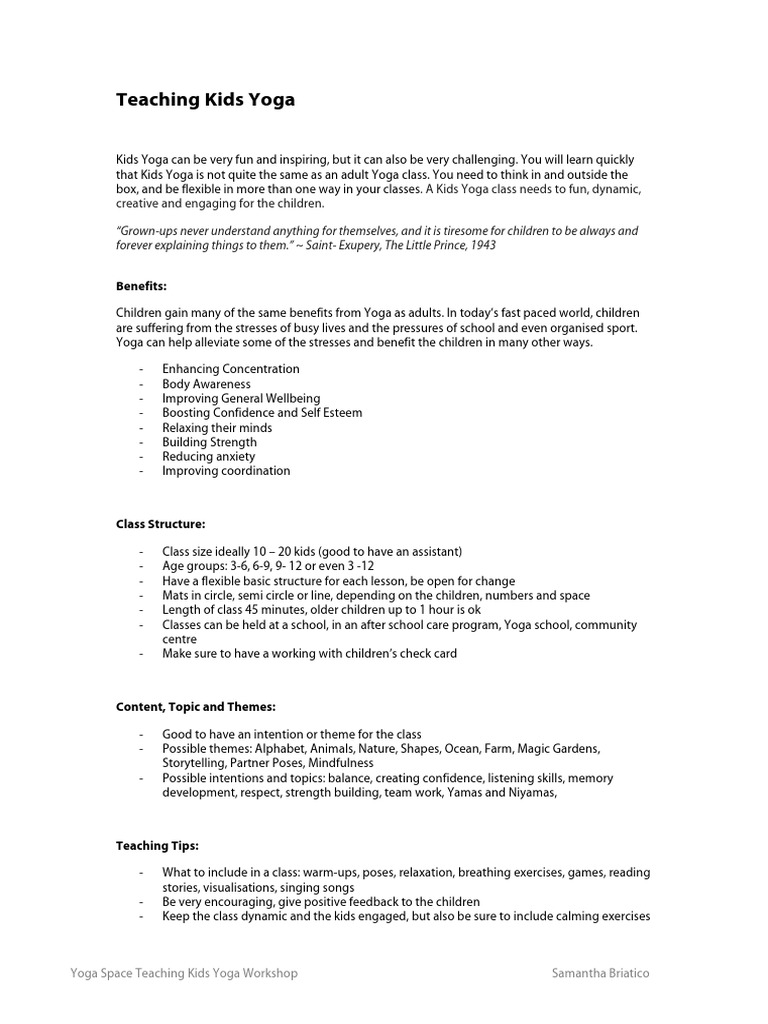 Teaching Kids Yoga: - A Kids Yoga Class Needs To Fun, Dynamic, Creative ...