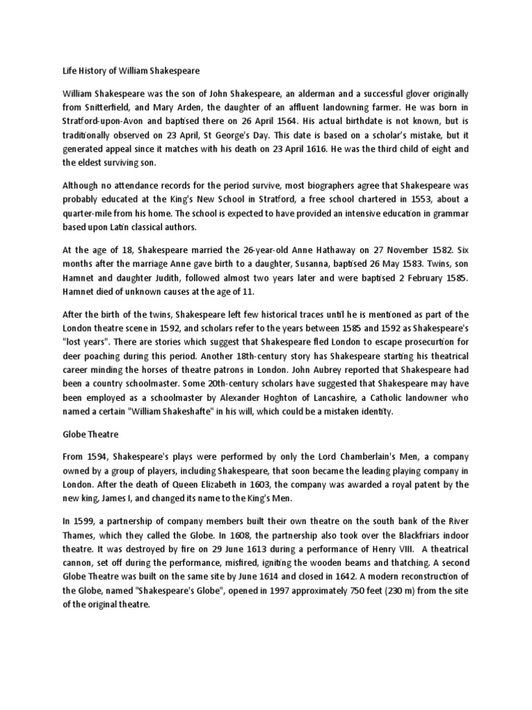 Shakespeare's Life and Works | PDF | William Shakespeare | The Merchant ...