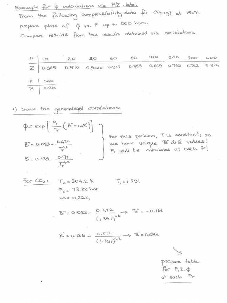 Fugacity Calculation Examples Numerical Pdf