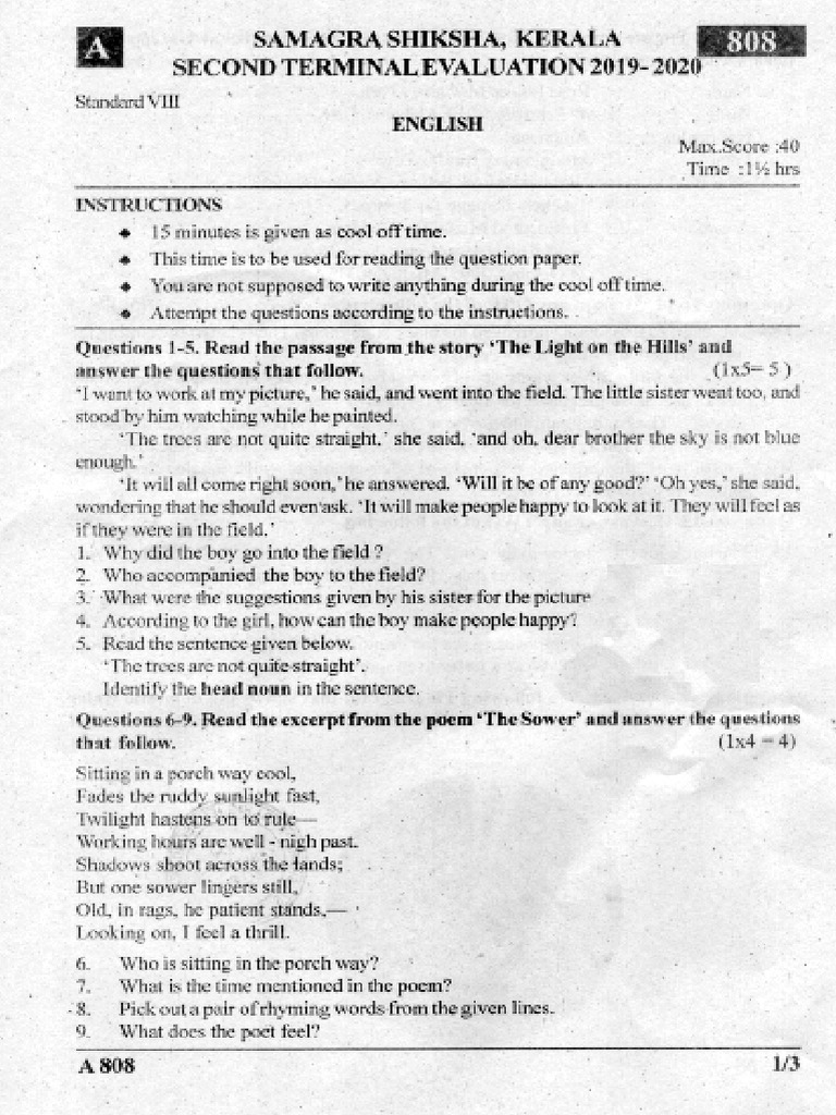 english-question-paper-kerala-class-8-christmas-exam-mid-term-dec-2019