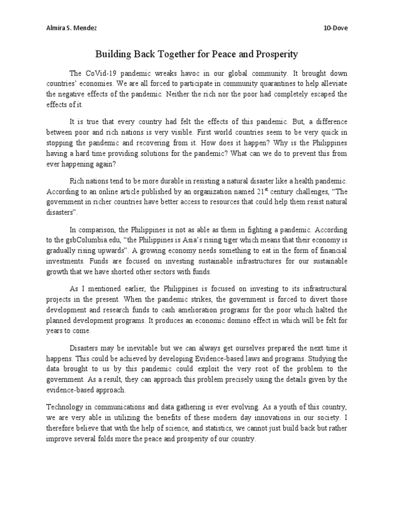 Building Back Together For Peace and Prosperity | PDF | Sustainability ...