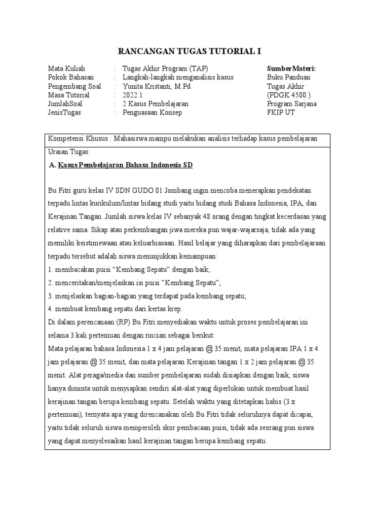 TT1 - Tap - Yunita Kristanti | PDF