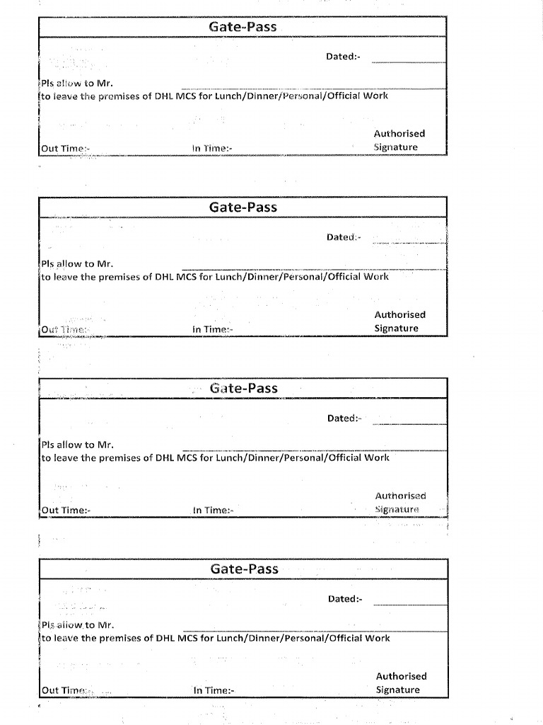 Gate Pass | PDF