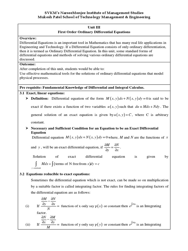 Unit 3 Sessionwise Problems | PDF | Ordinary Differential Equation | Equations
