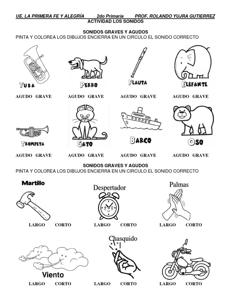 Los Sonidos Graves y Agudos - Largos y Cortos | PDF