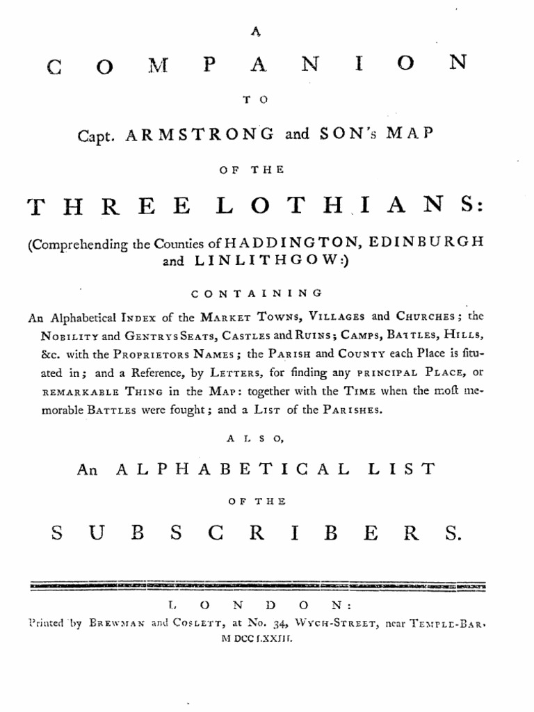 Armstrong's Three Lothians Companion 1773 | PDF