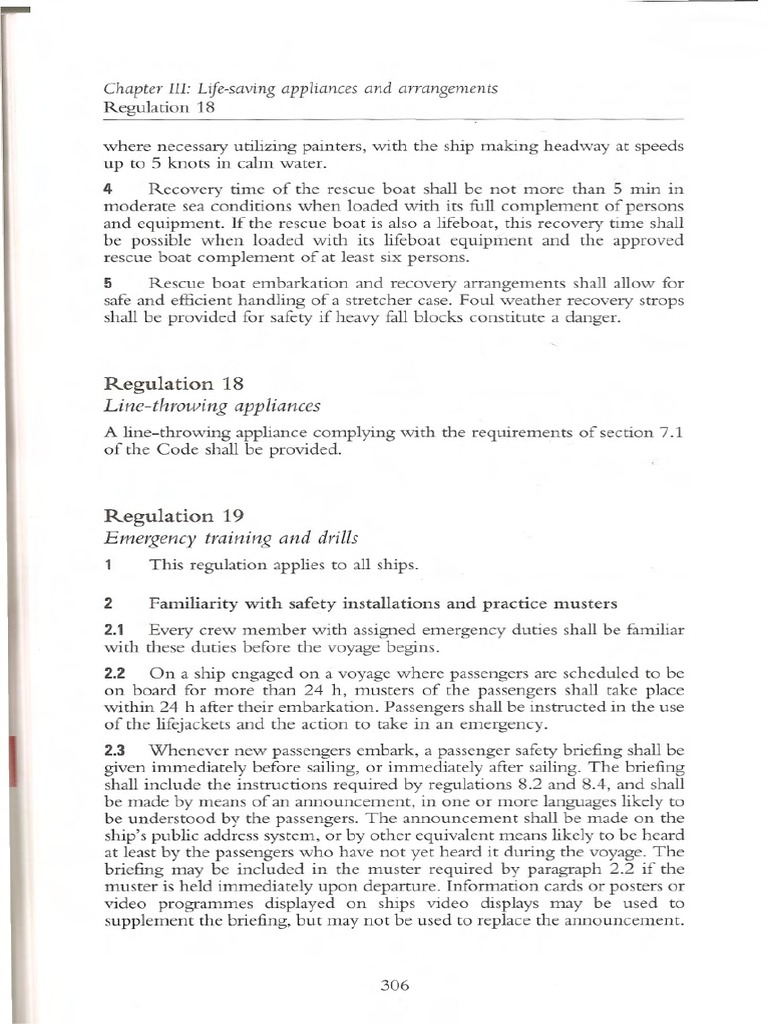 SOLAS III Reg 18-19 | PDF