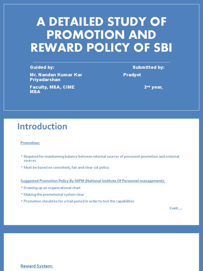A Detailed Study of Promotion and Reward Policy | PDF | Incentive ...