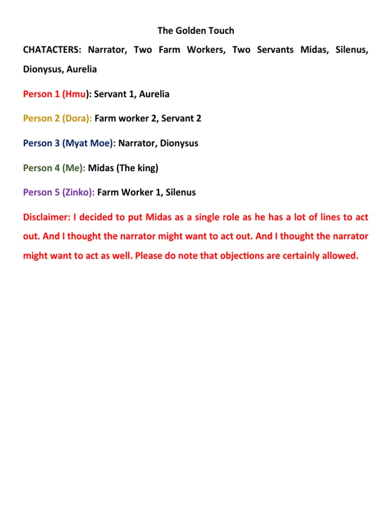 The Golden Touch (Play Script) | PDF | Dionysus