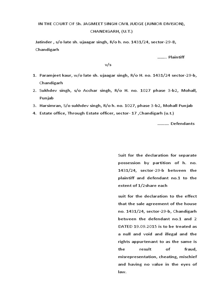 Plaint | PDF | Lawsuit | Affidavit