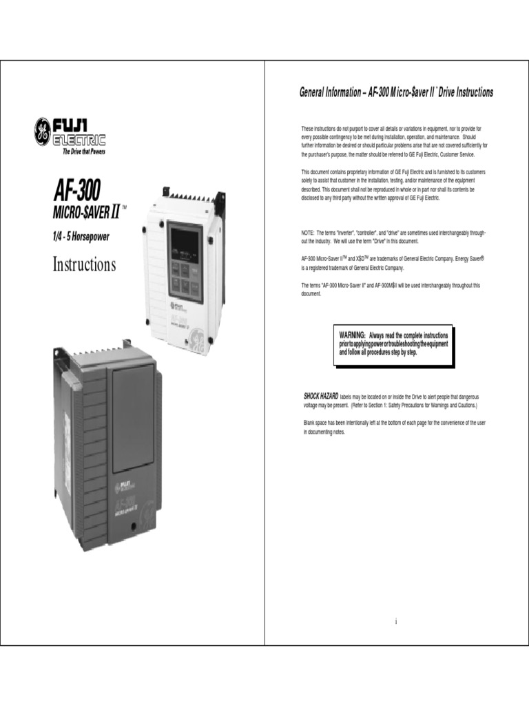GE Fuji AF 300 VFD Manual | PDF | Fuse (Electrical) | Power Supply