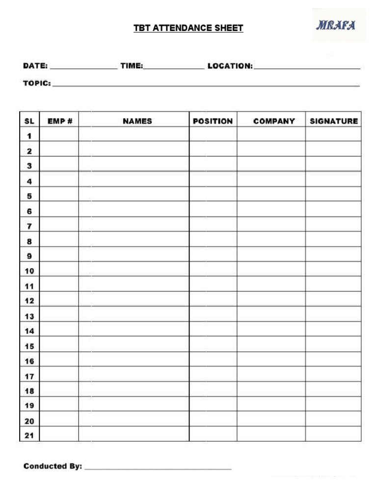 TBT Sign Sheet | PDF