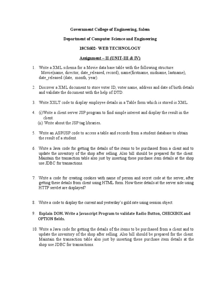 Government College of Engineering, Salem Department of Computer Science and Engineering 18Cs602 ...