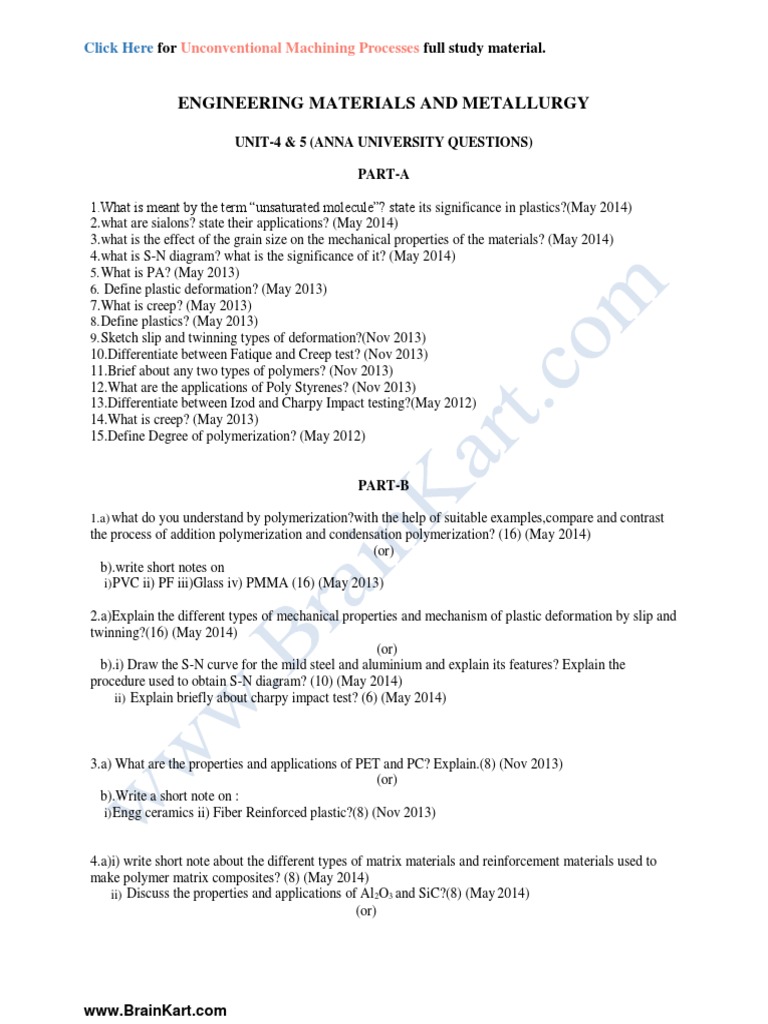 085 - ME8491, ME6403 Engineering Metallurgy - Question Bank 2 | PDF ...