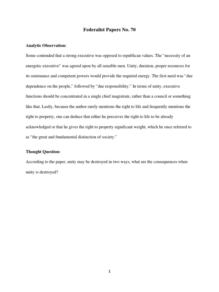 Federalist Paper #70 | PDF