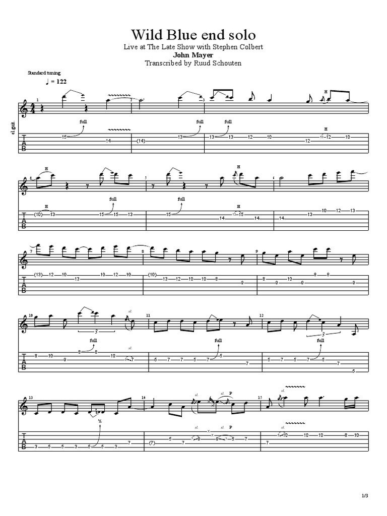 Wild Blue End Solo TAB - Live at The Late Night Show | PDF