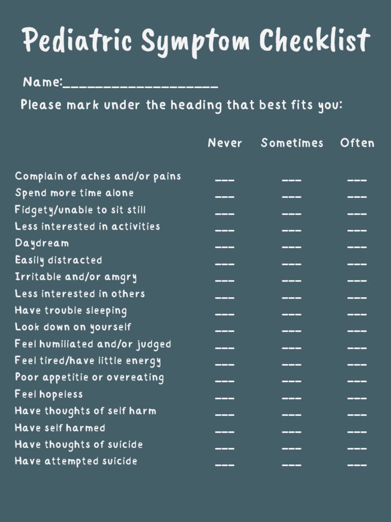 Pediatric Symptom Checklist | PDF | Career & Growth | Lifestyle
