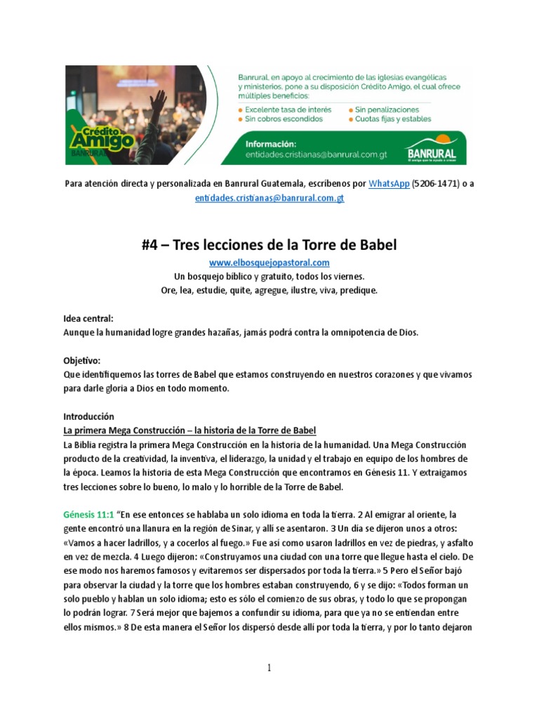Tres Lecciones de La Torre de Babel - Por Alex López | PDF | Jesús | Sola Fide