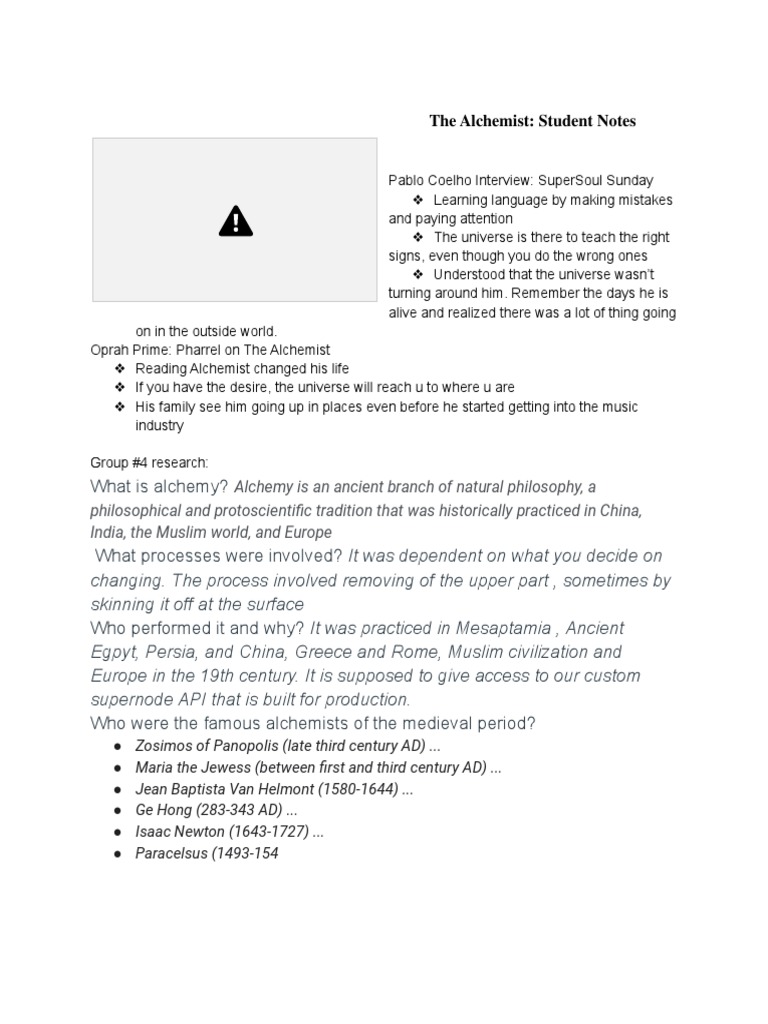 The Alchemist Notes Doc 1 | PDF | Religion & Spirituality | Young Adult