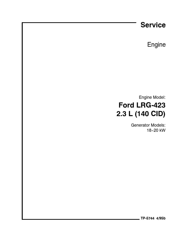 Ford LRG-423,2.3Liter, 18-20kw, Eng Serv Man | PDF | Specification ...