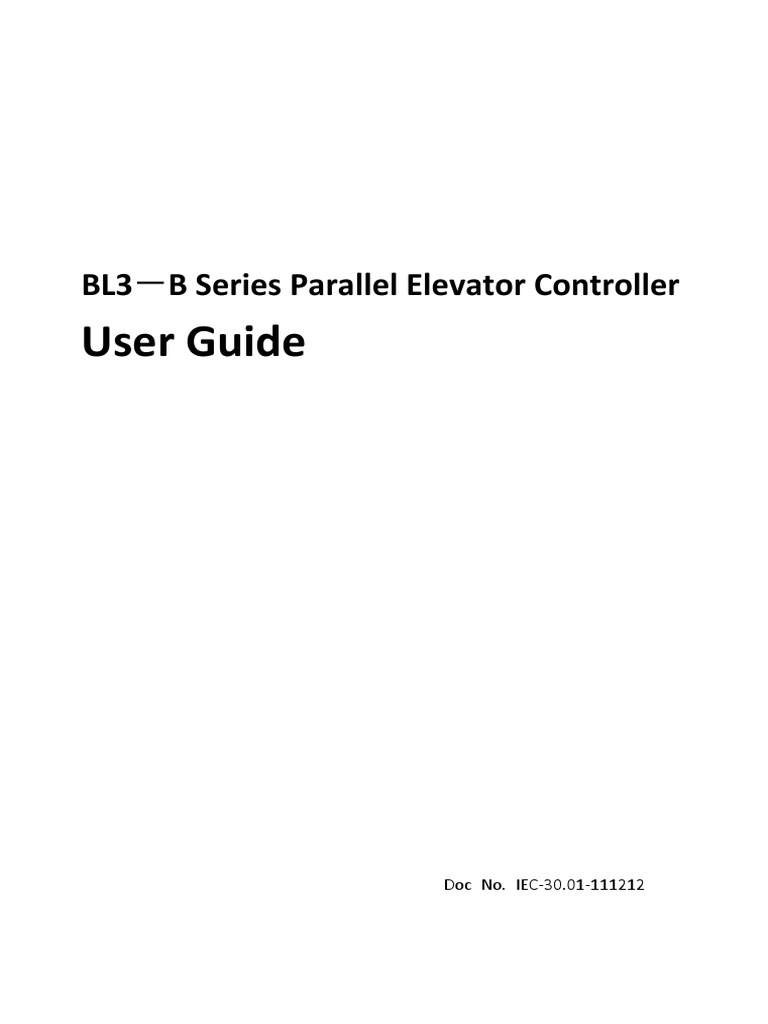 User Guide: BL3 B Series Parallel Elevator Controller | PDF | Electric ...