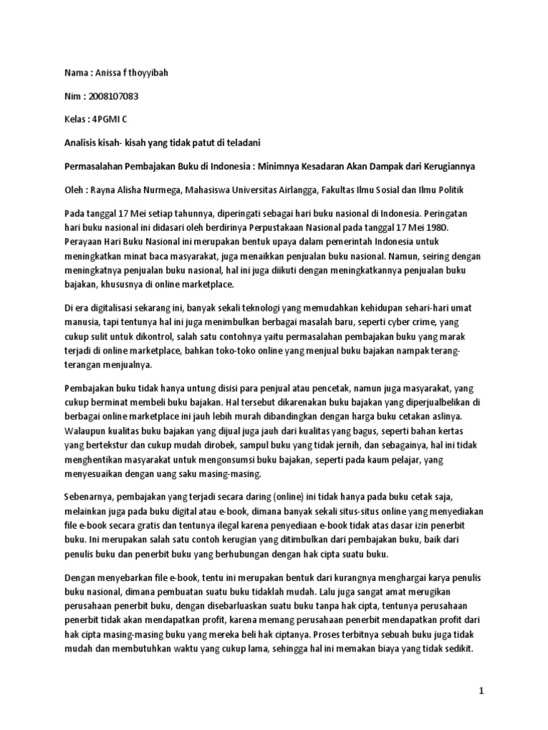 Tugas Analisis, Anissa F Thoyyibah Pgmi C | PDF