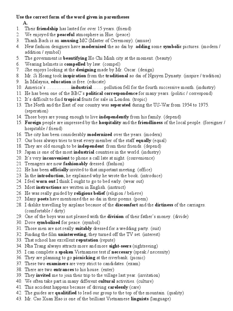 Use The Correct Form of The Word Given in Parentheses A | PDF | Volcano ...