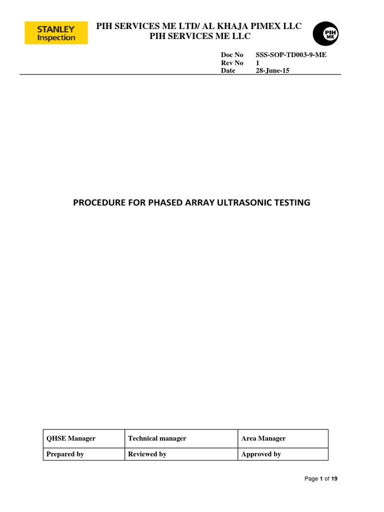 Phased Array UT Procedure - PIH | PDF | Nondestructive Testing | Welding