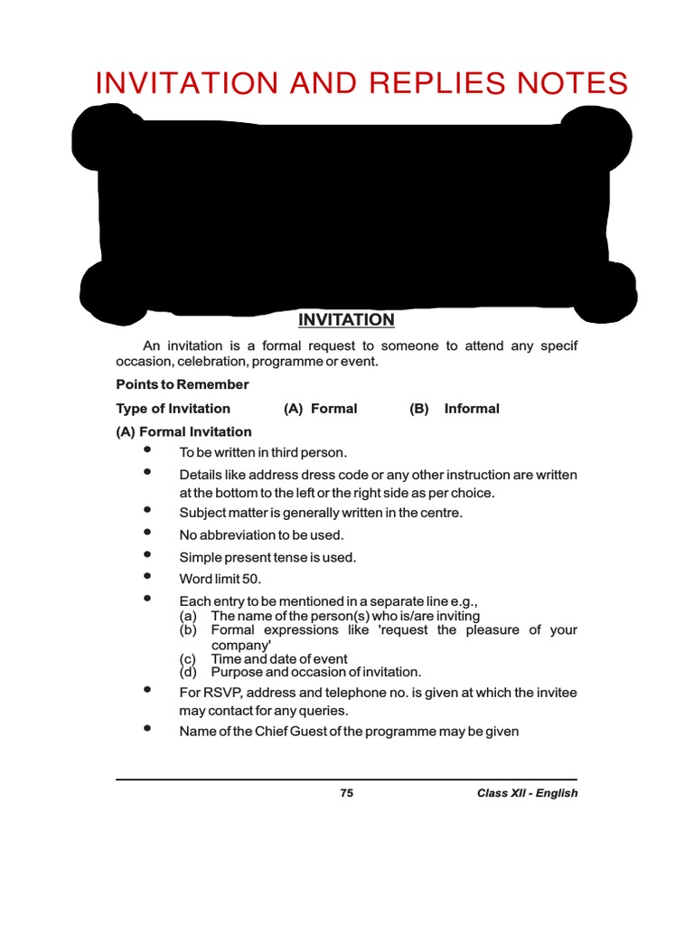 Invitation and Replies Notes | PDF