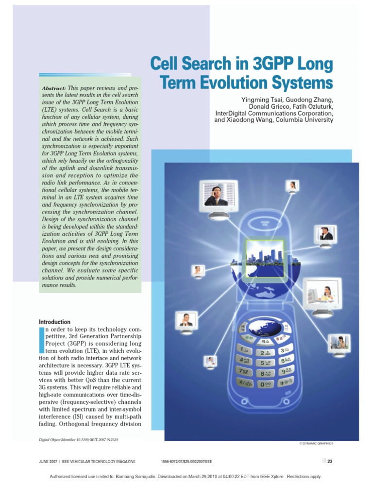 Cell Search in 3GPP Long Term Evolution Systems | PDF | Lte (Telecommunication) | Orthogonal ...
