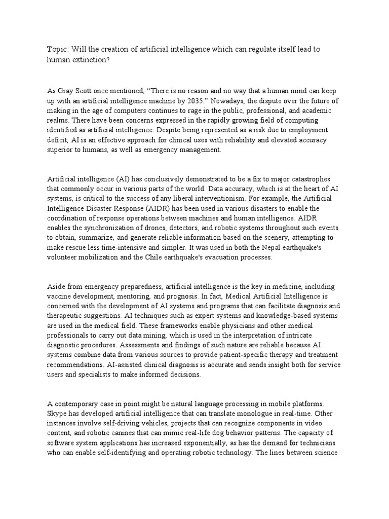 argumentative essay | PDF | Artificial Intelligence | Intelligence (AI ...
