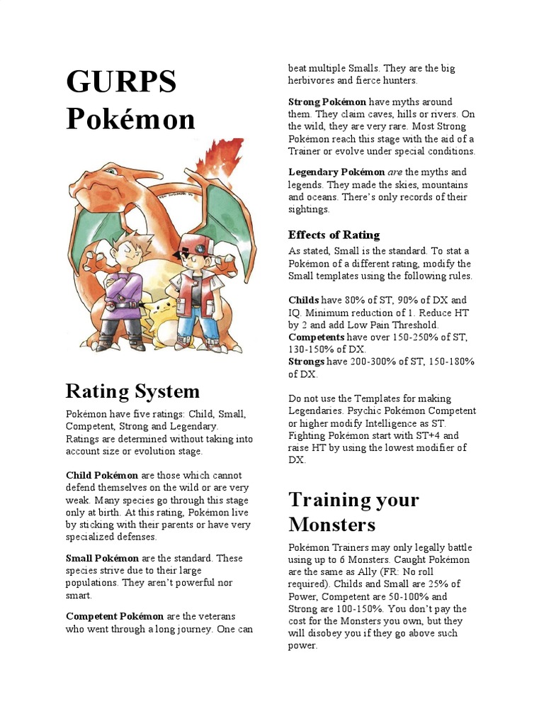 Gurps Pokémon: Rating System | PDF