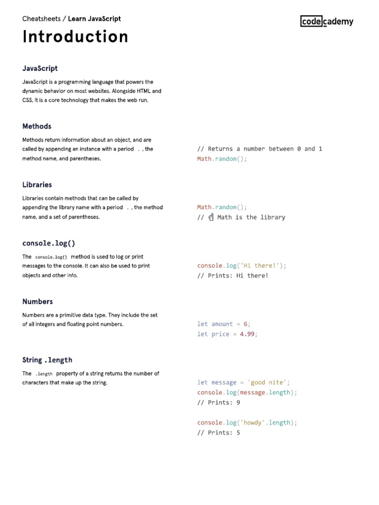 Js Cheat Sheet | PDF