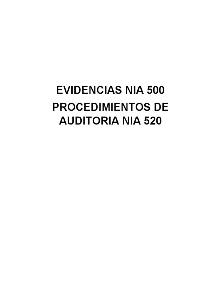 Evidencias Nia 500 | PDF | Auditoría | Business