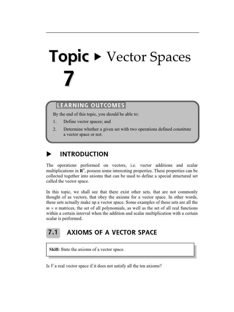 Vector Spaces | Download Free PDF | Scalar (Mathematics) | Vector Space