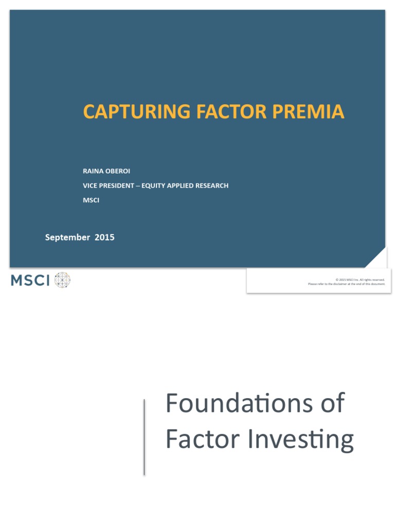 Capturing Factor Premia: September 2015 | PDF | Stock Market Index | Msci