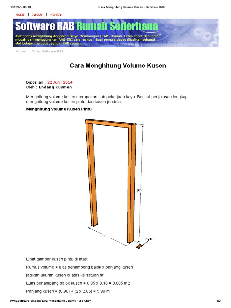 Cara Menghitung Volume Kusen - Software RAB | PDF | Komputer