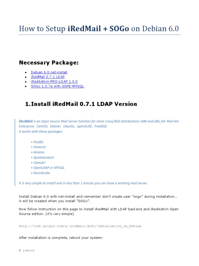 iRedMail SOGo v4 | PDF | Business | Technology & Engineering