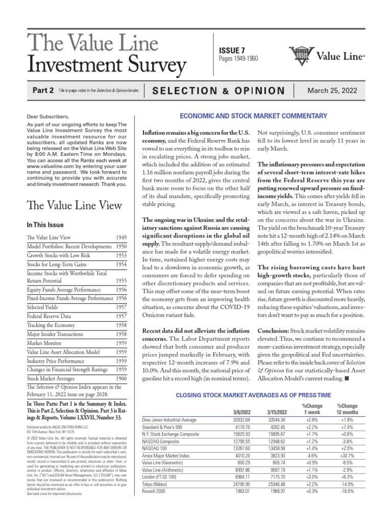 The Value Line View: Issue 7 | PDF | Valuation (Finance) | Inflation