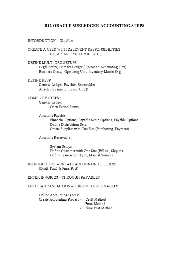R12 Oracle Subledger Accounting Steps | PDF | Accounts Payable | Debits ...