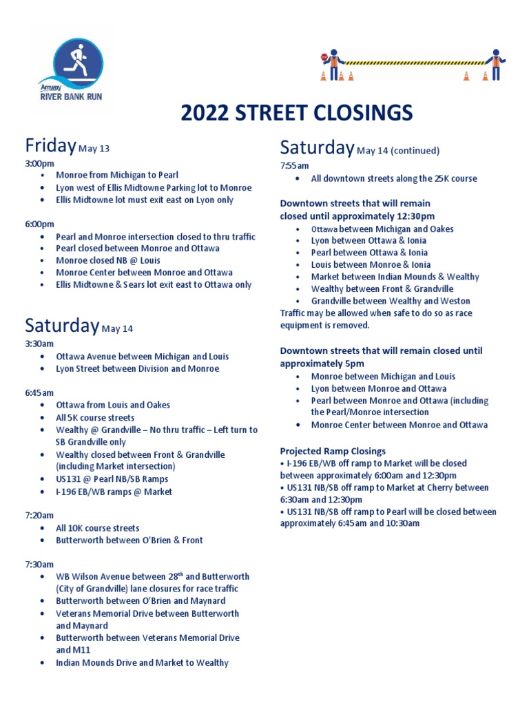 2022 Street Closings | PDF | Road Infrastructure | Road Transport