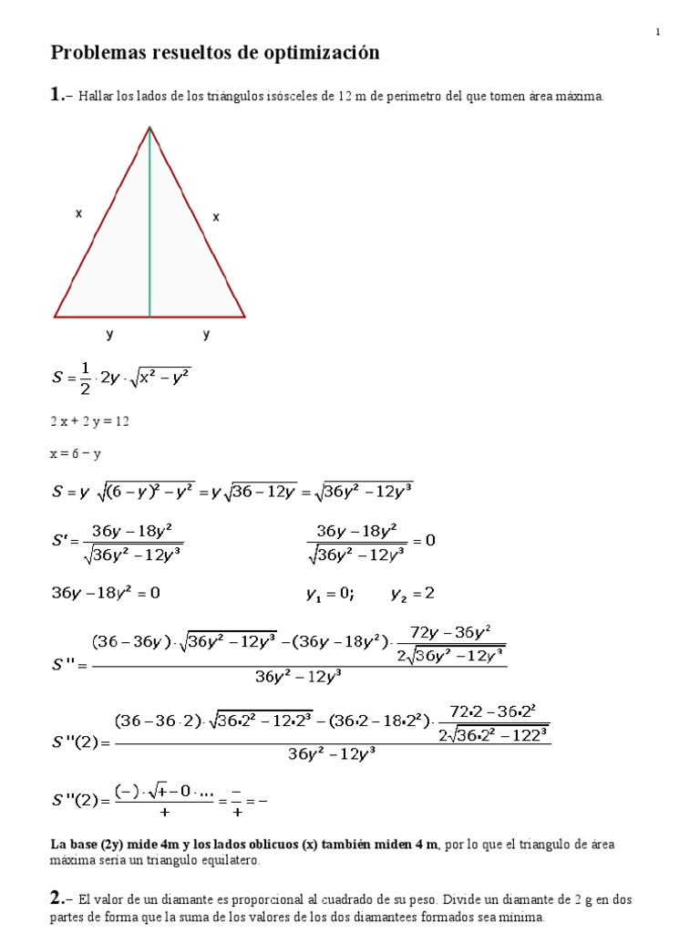 Problemas Resueltos de Optimización | PDF | Triángulo | Geometría