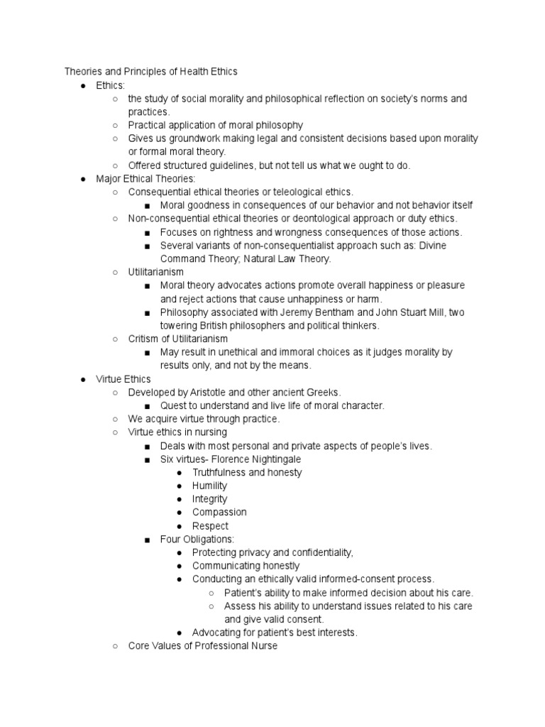 Bioethics Notes | Download Free PDF | Health Care | Nursing