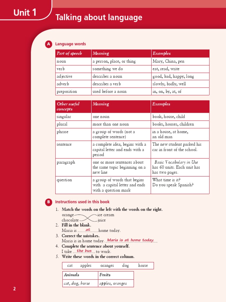 Vocabulary in Use Basic Sample Content | PDF | Noun | Verb